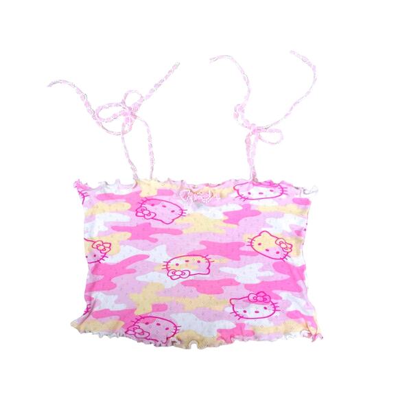 Handmade | Tops | Handmade Upcycled Hello Kitty Camo Cami Top Crop ...